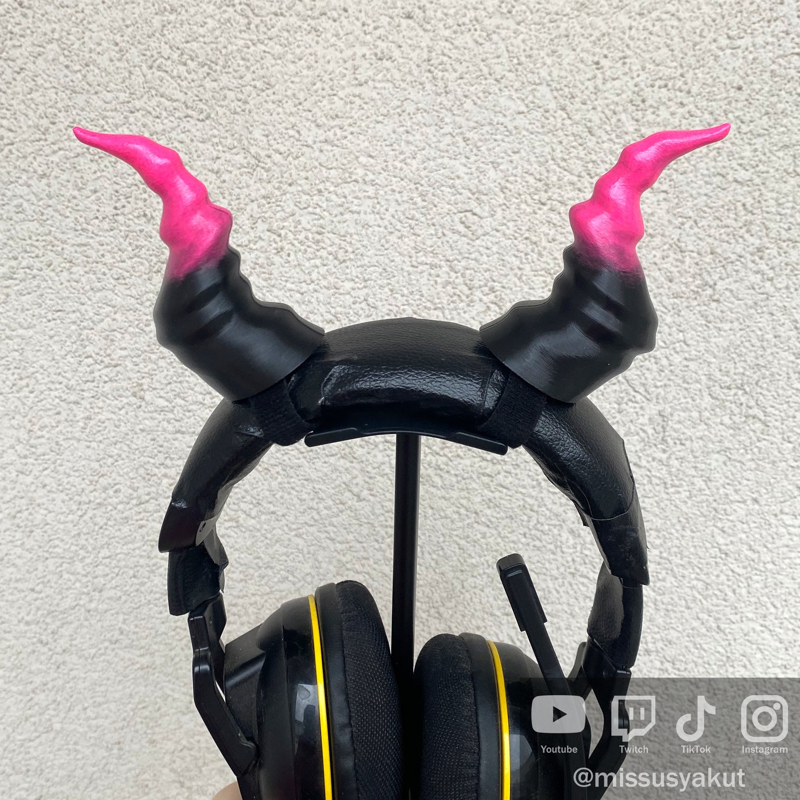 Two Color Necromancer DEMON HORNS for Headsets and Headphones, Succubus ...
