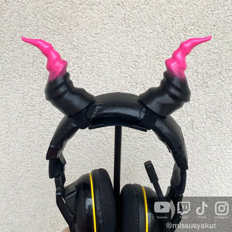 Two Color Necromancer DEMON HORNS for Headsets and Headphones, Succubus ...