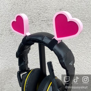 Cute Heart Ears for Headsets and Headphones, Valentines Day Pink Gamer ...