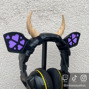 Cow Ears and Horns Headset Attachment, Cute Gaming Headphones Props for ...