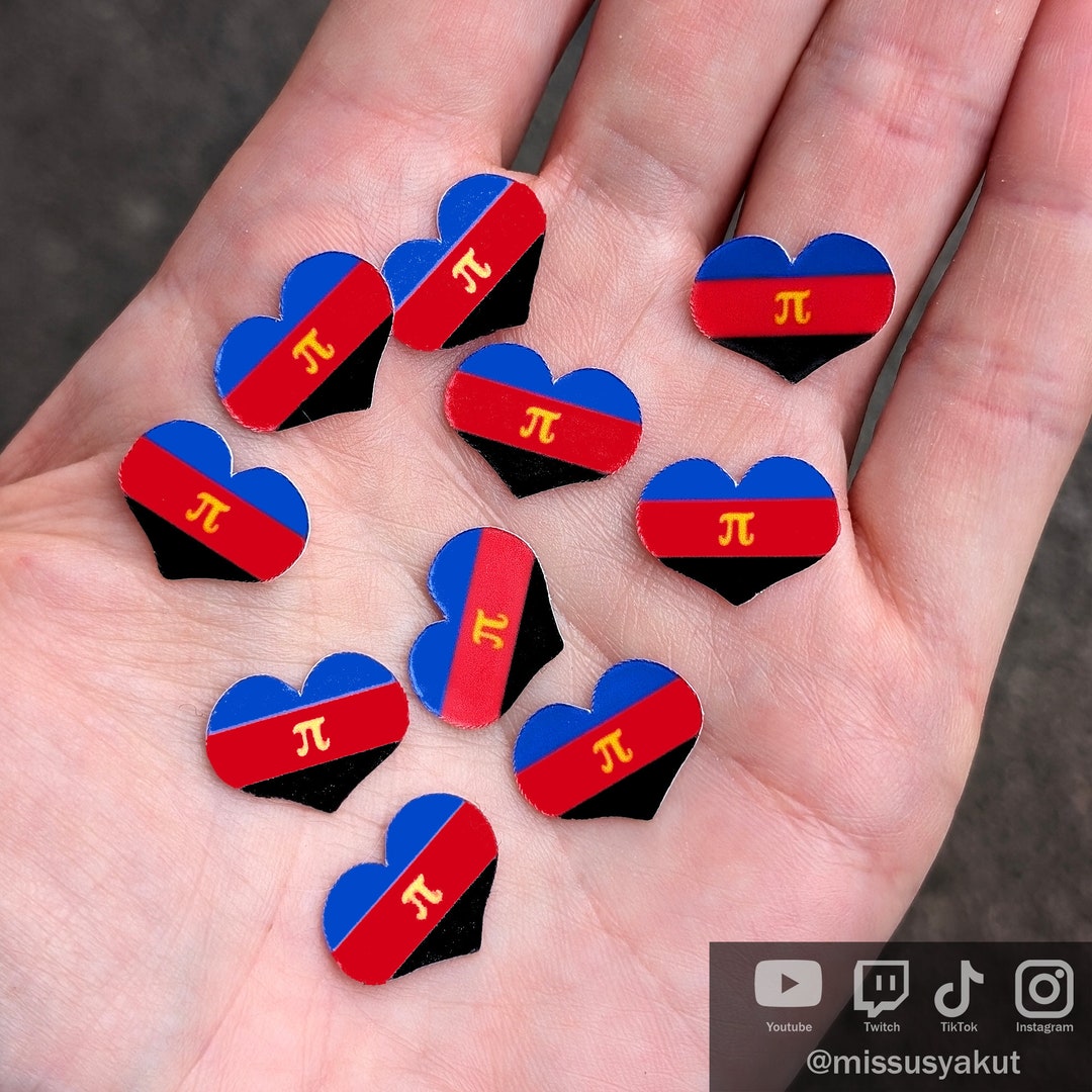 10 Mini Polyamorous LGBTQ Pride Flag Heart Sticker Pack, Waterproof ...