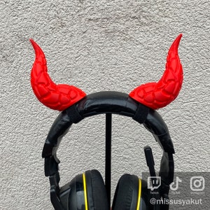 Diablo Demon HORNS Headphone Attachment, Lava Rock Look Wiccan Gothic ...