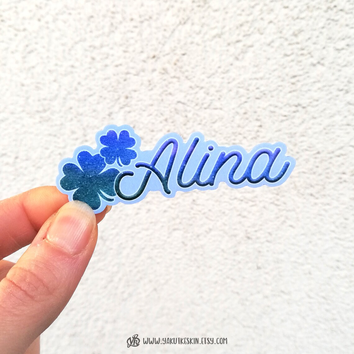 Four leaf clover Custom name stickers waterproof shamrock | Etsy