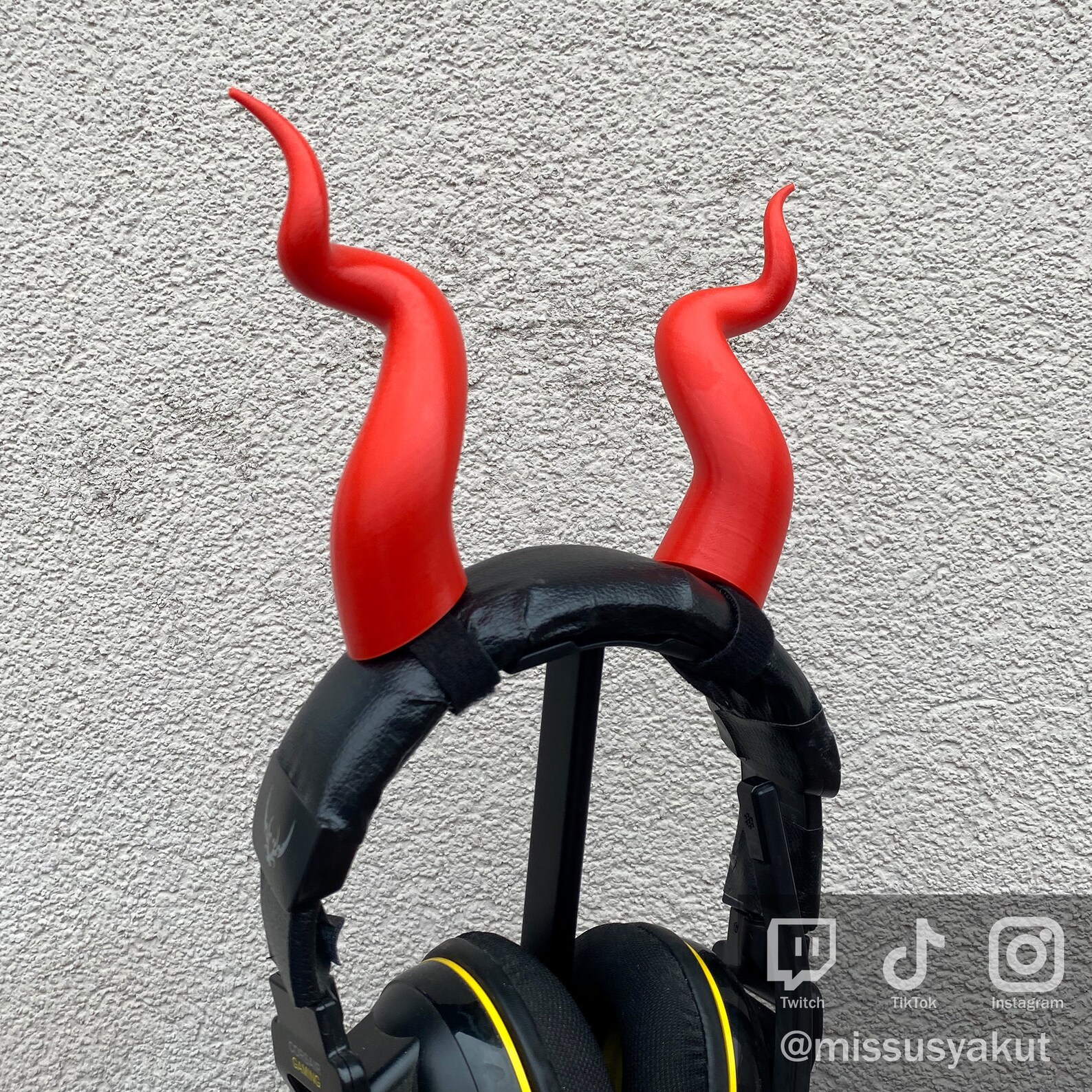 BIG Curved Headset HORNS for Headphones, Dragon Demon Devil Horns ...