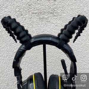 Ribbed Goat Demon Horns for Headphones Headsets, Gothic Curved Satyr ...