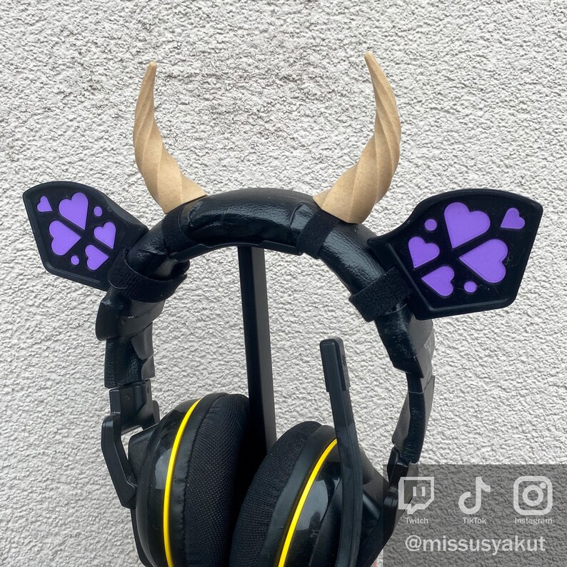 Cow Ears and Horns Headset Attachment Cute Gaming Headphones - Etsy