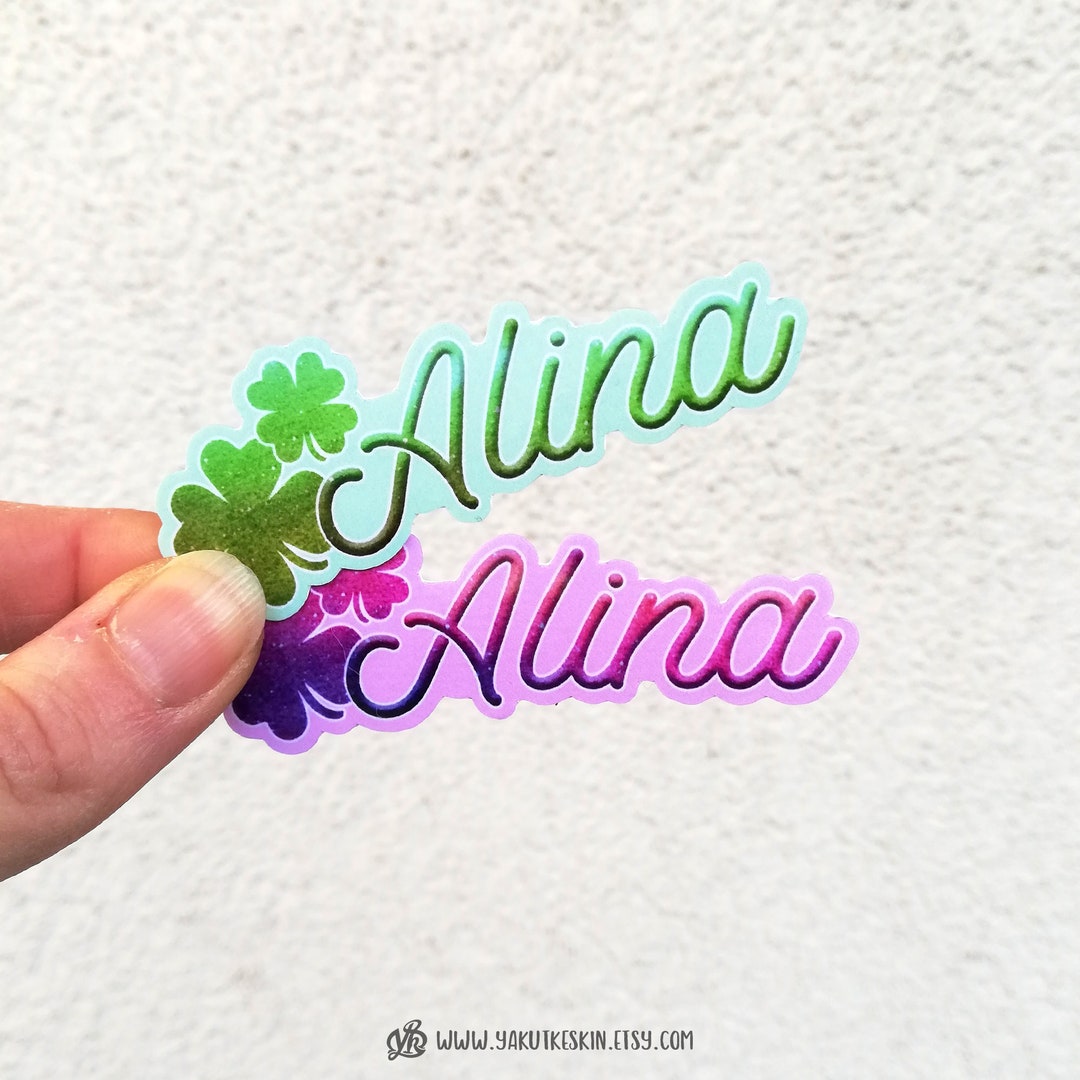 Four Leaf Clover Custom Name Stickers Waterproof Shamrock Vinyl Sticker ...