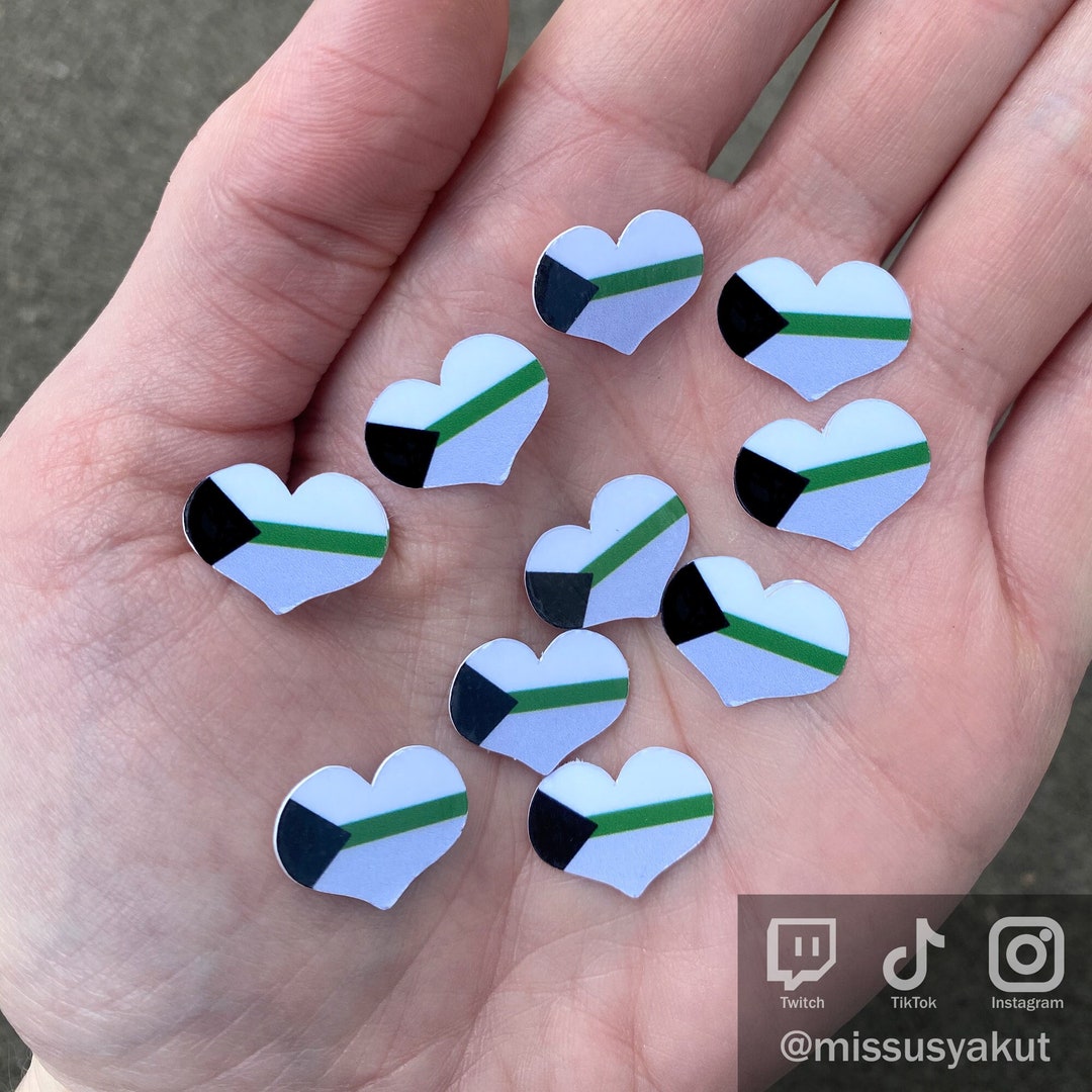 10 Mini Demiromantic LGBTQ Pride Flag Heart Sticker Pack, Waterproof ...