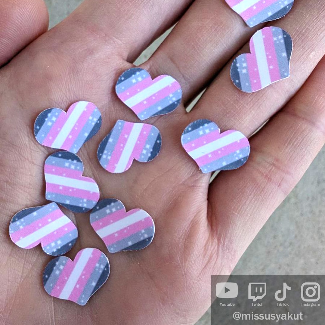 10 Mini Demigirl Pride Flag Heart Waterproof Vinyl Sticker Pack Laptop ...