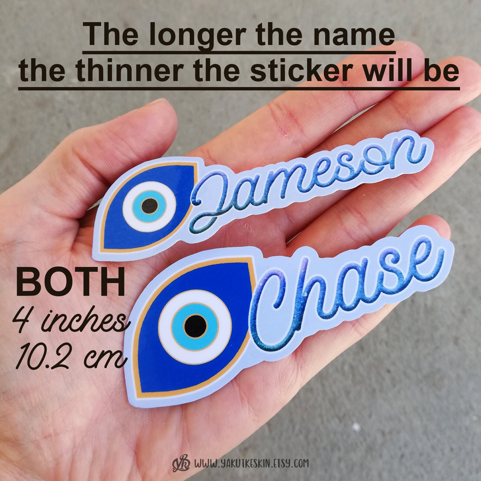 Evil Eye Custom Name Stickers Waterproof Vinyl Sticker Decal | Etsy