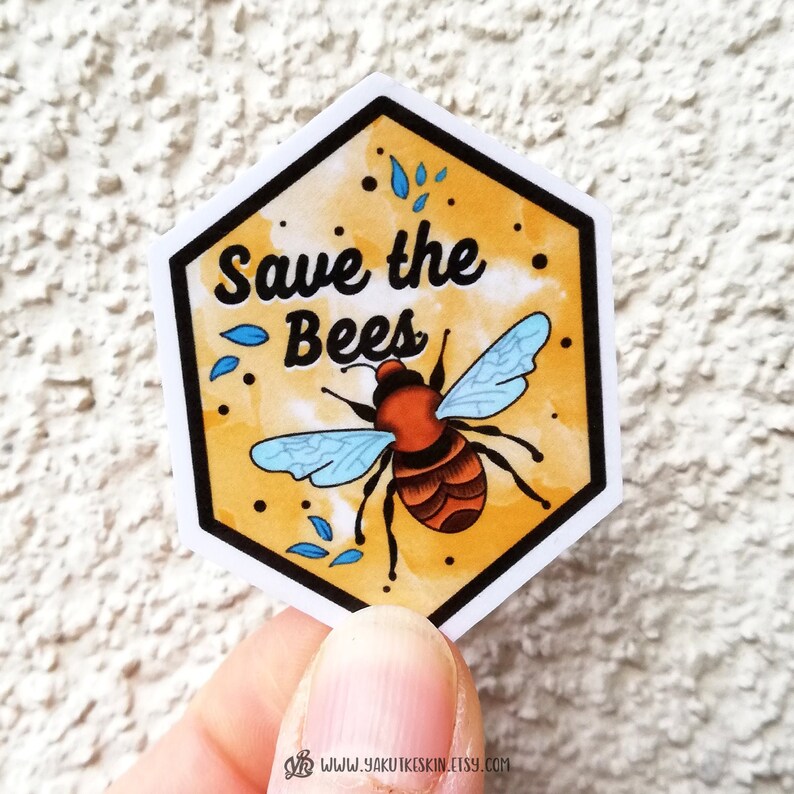 Save the Bees Honeycomb Waterproof Vinyl Sticker Laptop Decal | Etsy