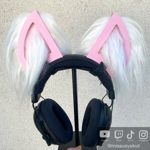 Fluffy Cat Ears for Headphones Headsets, Furry Kitten Ears, Gamer ...