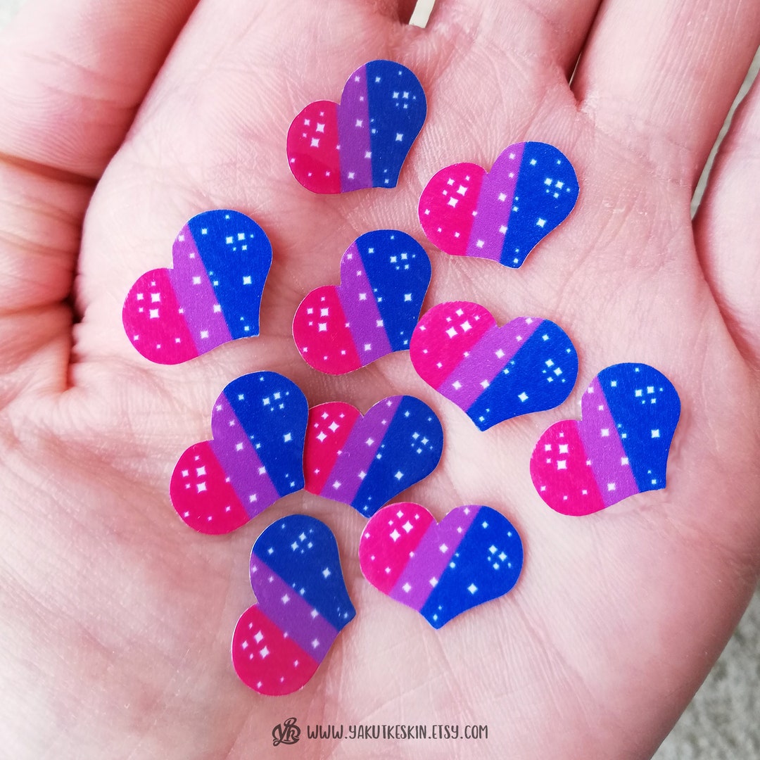 10 Mini Bisexual Bi Pride Flag Heart Waterproof Vinyl Sticker Pack - Etsy