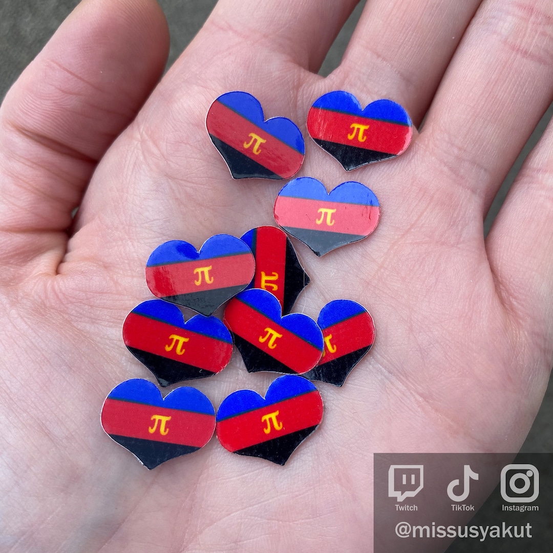 10 Mini Polyamorous LGBTQ Pride Flag Heart Sticker Pack, Waterproof ...
