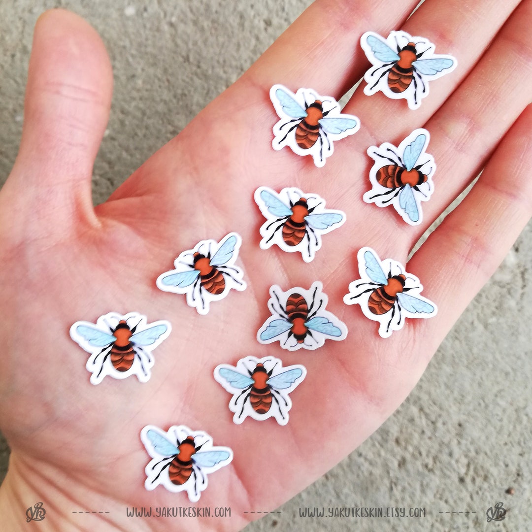 10 MINI Bee Stickers Pack Save the Bees Waterproof Vinyl Laptop Sticker ...