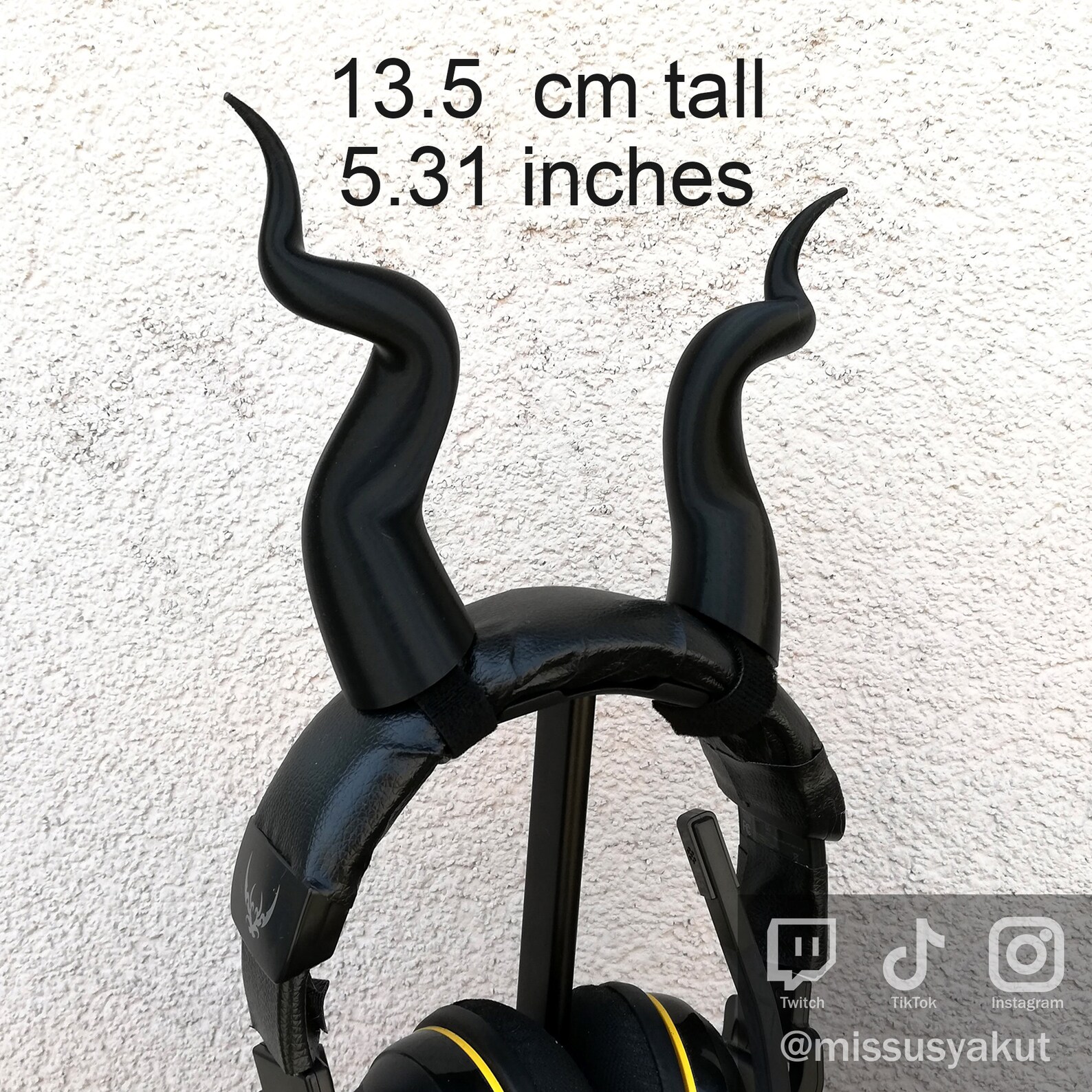 BIG Curved Headset HORNS for Headphones, Dragon Demon Devil Horns ...