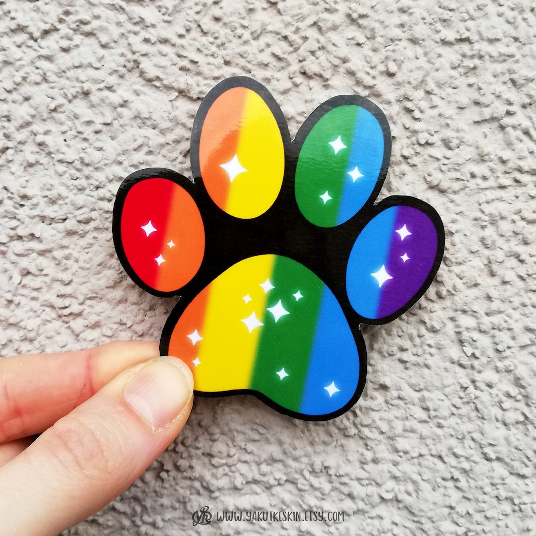 LGBT Rainbow Pride Flag Pet Paw Waterproof Vinyl Sticker - Etsy