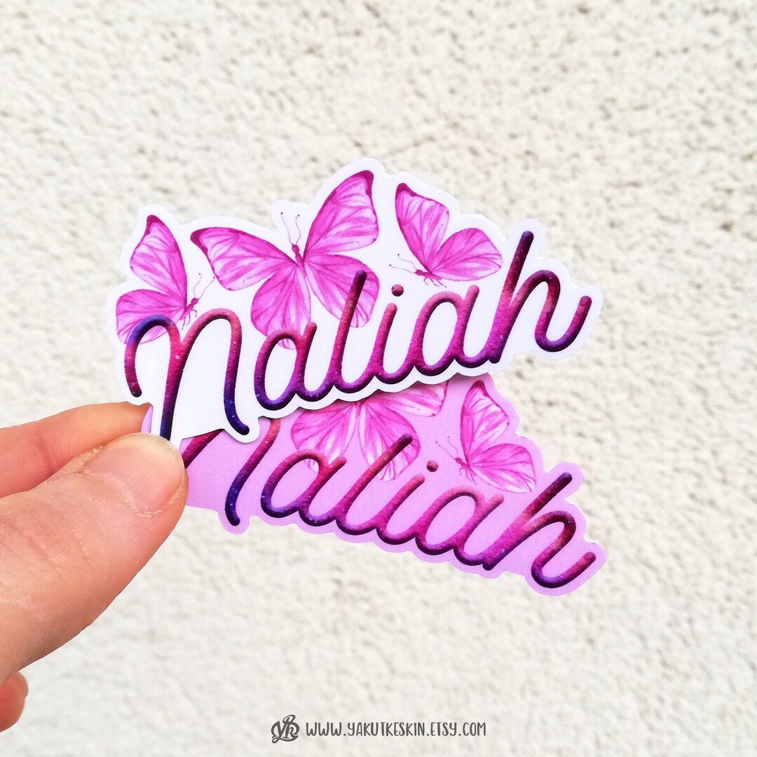 Custom Name Stickers Pink Butterfly Waterproof Vinyl Stickers - Etsy