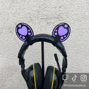 Heart Bear Ears for Headsets and Headphones, Synthwave Gamer Ears ...