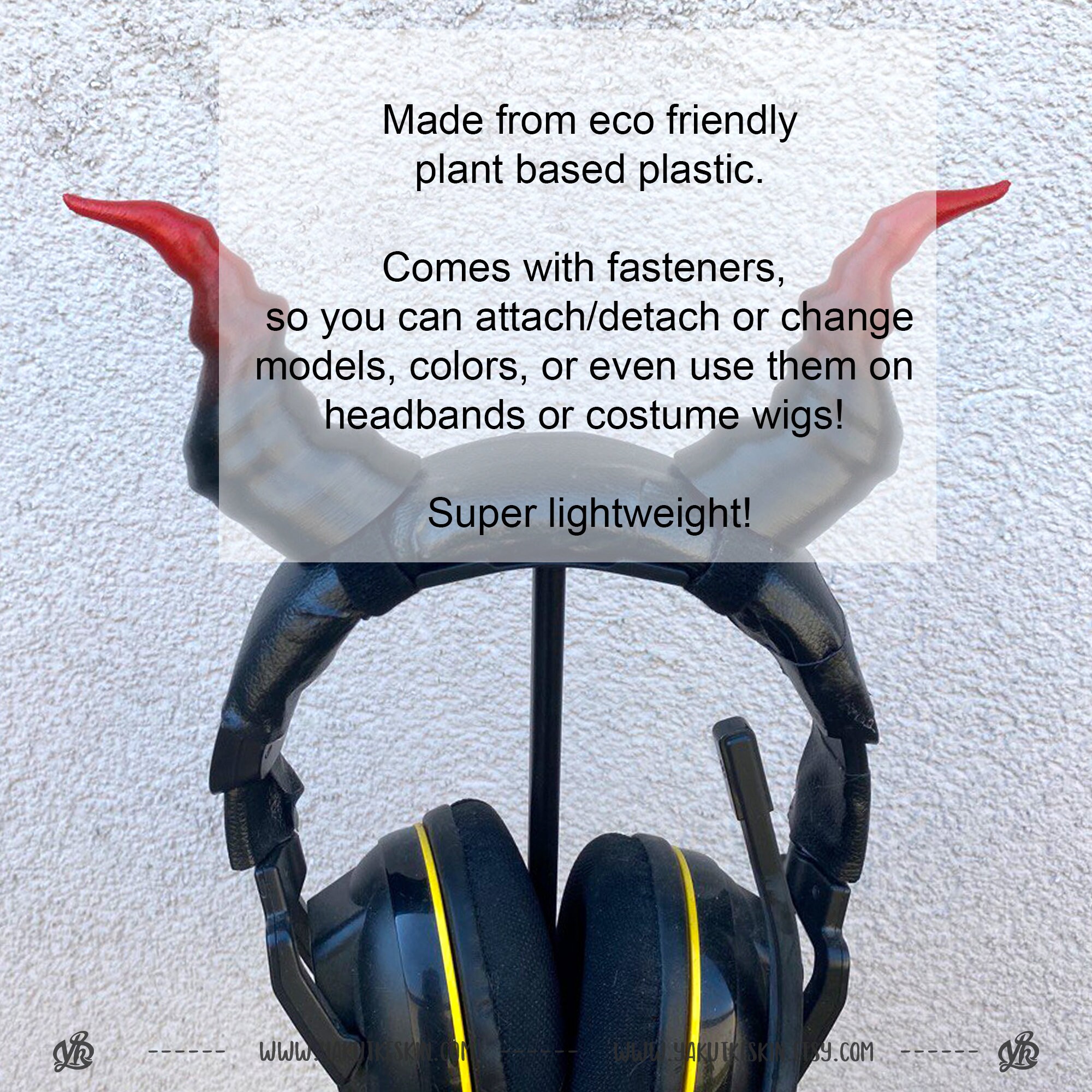 Two Color Necromancer DEMON HORNS for Headsets and Headphones, Succubus ...
