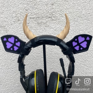 Cow Ears and Horns Headset Attachment, Cute Gaming Headphones Props for ...