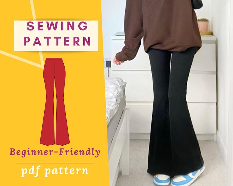 Bell Bottom Pant Sewing Pattern: Retro 70s Style (PDF Download, XS-4XL ...
