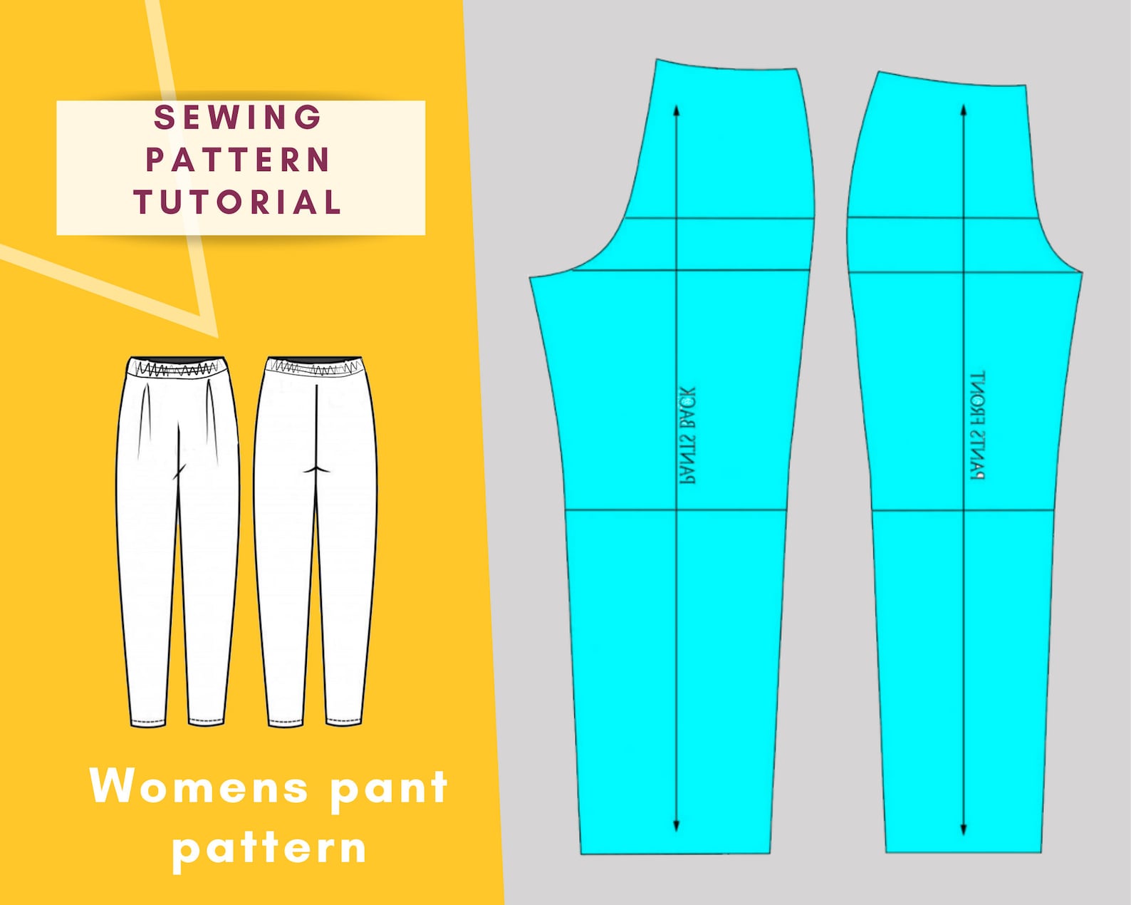 Basic Pant Sewing Pattern Tutorial for Women | How to Make Your Own ...