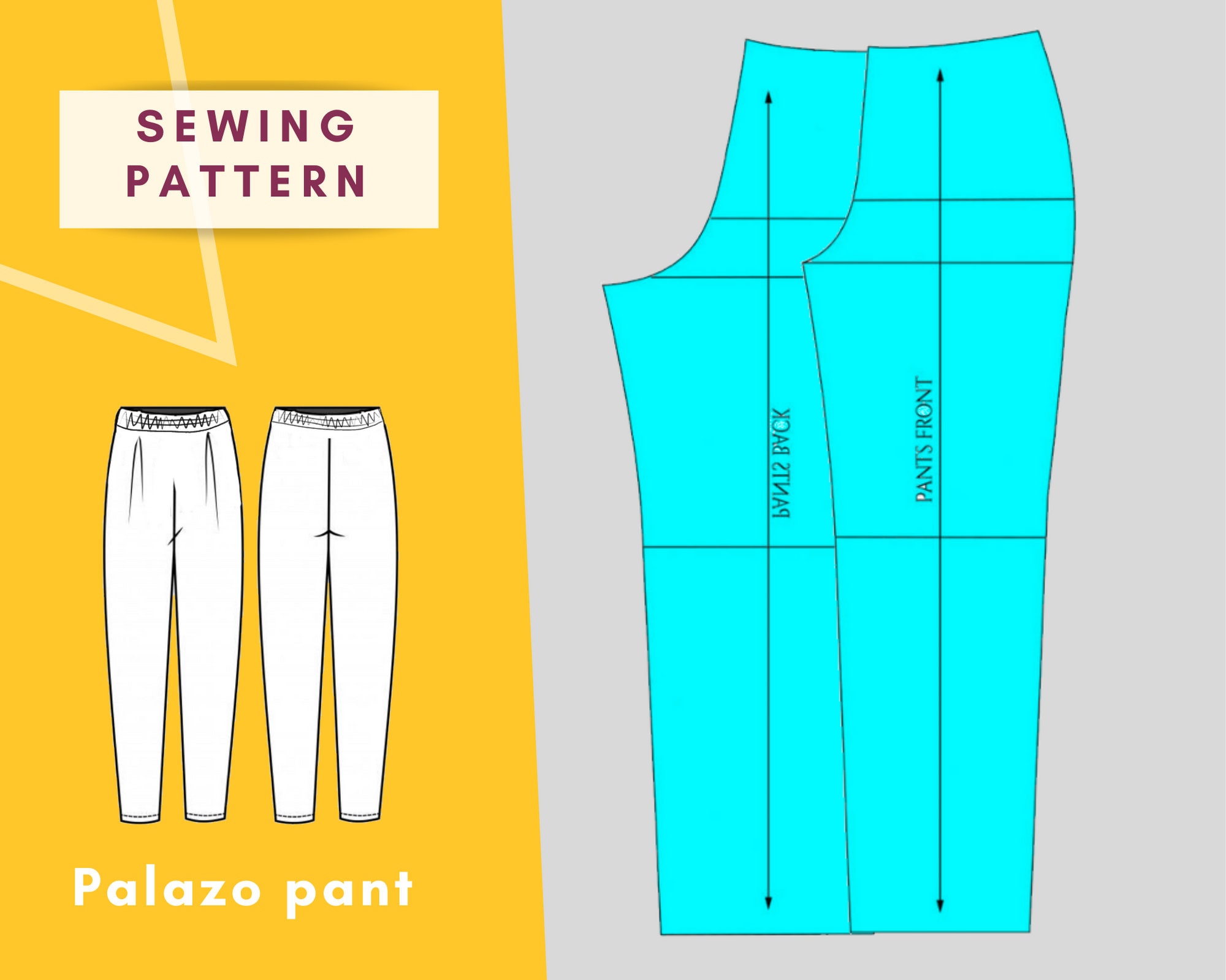 Women Pant Digital PDF Sewing Pattern Size Xs-xl Instant - Etsy
