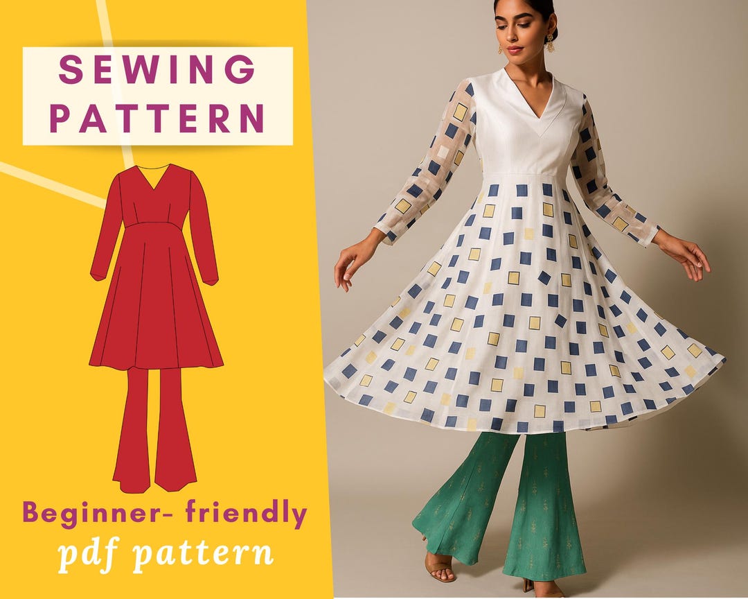 Bell Bottom Dress Sewing Pattern: XS-4XL, Video Tutorial (digital PDF ...