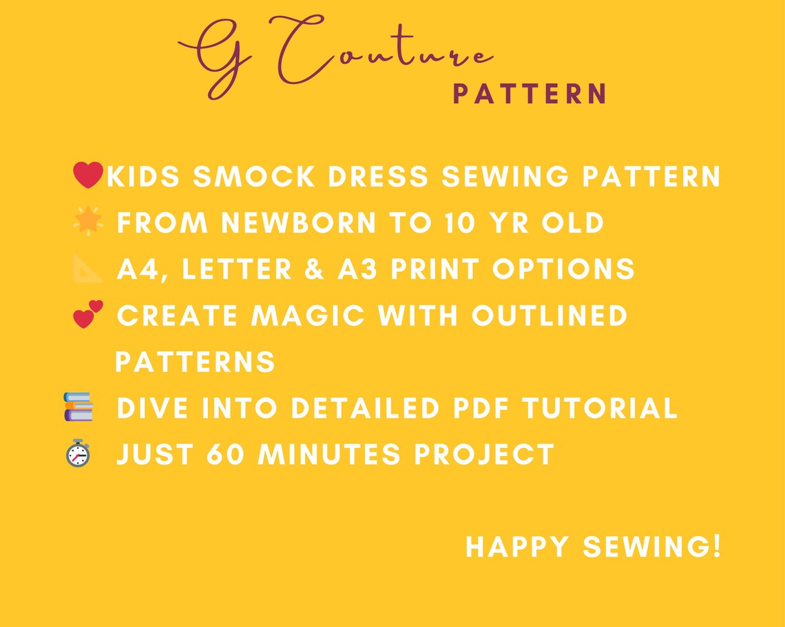 Puff Sleeve Smock Dress Sewing Pattern, Girls Pattern, Teen Patterns ...