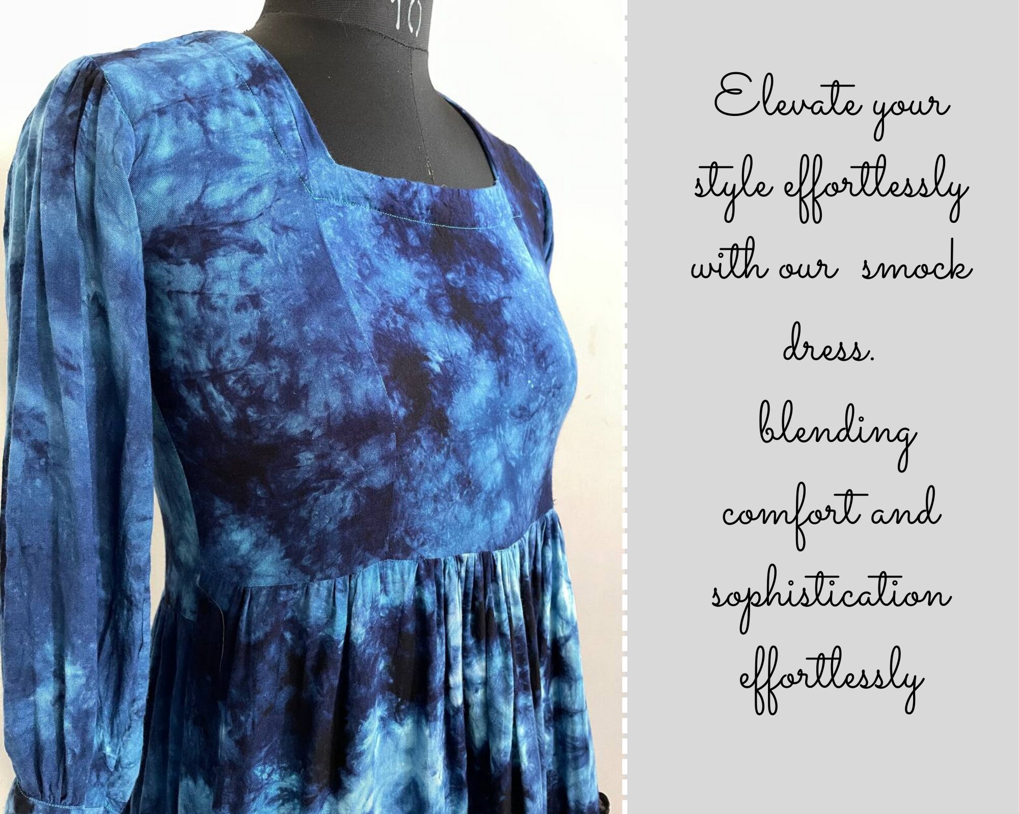 Smock Dress Sewing Pattern for Women With Gathered Sleeves & Skirt Size ...