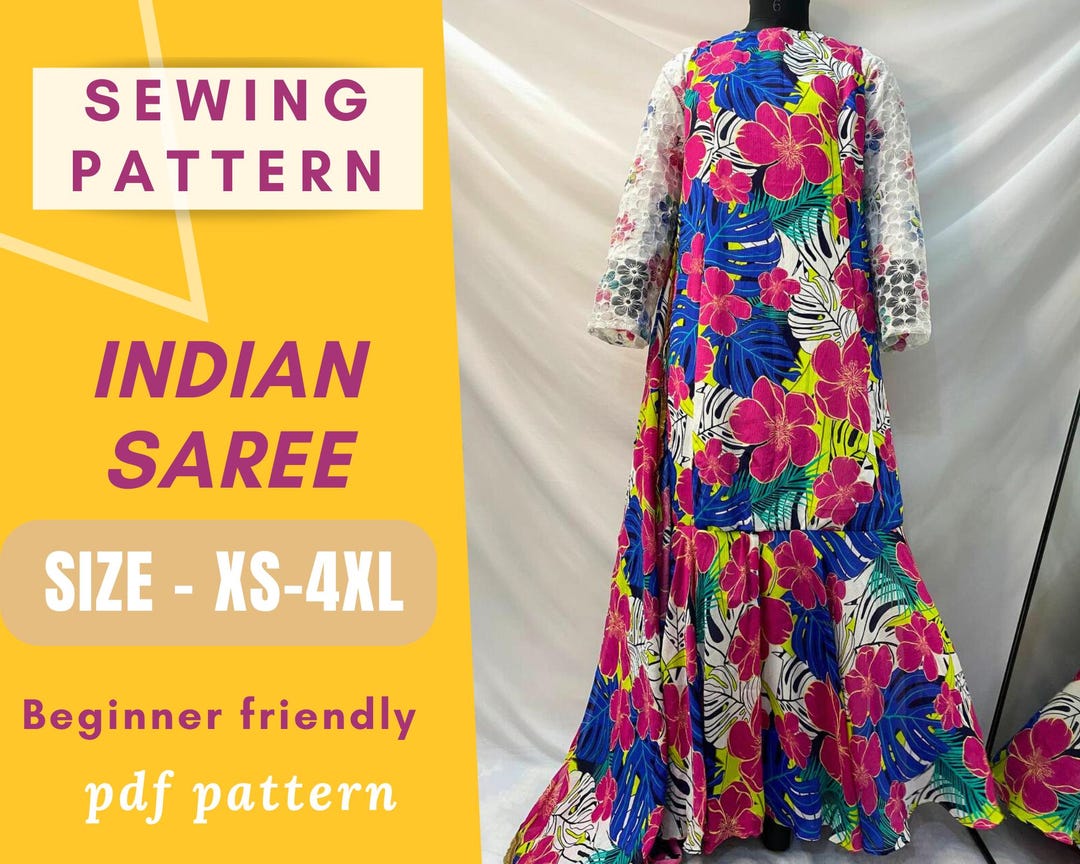 Ready to Wear Saree Sewing Pattern | Size XS-XXXXL | Instant Download ...