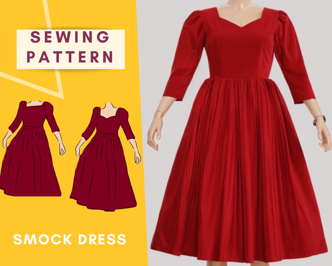Smock Dress Sewing Pattern for Women Size XXS 2XL Pdf - Etsy Australia