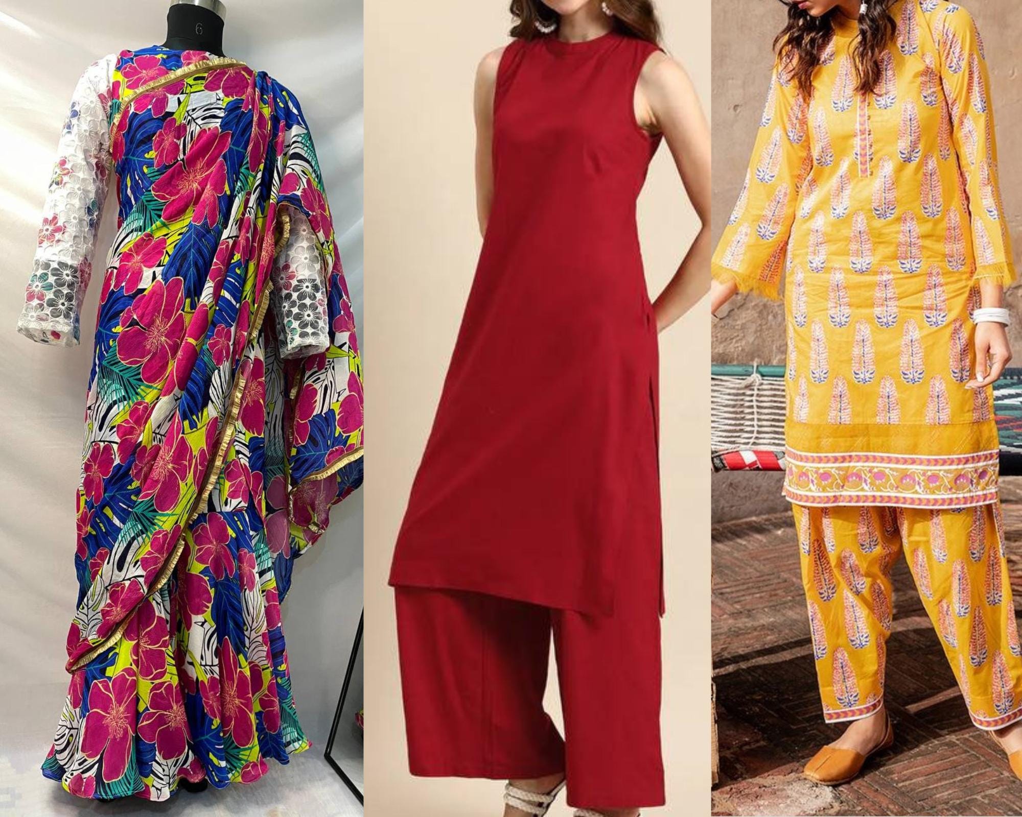 Salwar Kameez, Kurta Palazzo, Saree Gown Sewing Pattern Bundle | Indian ...