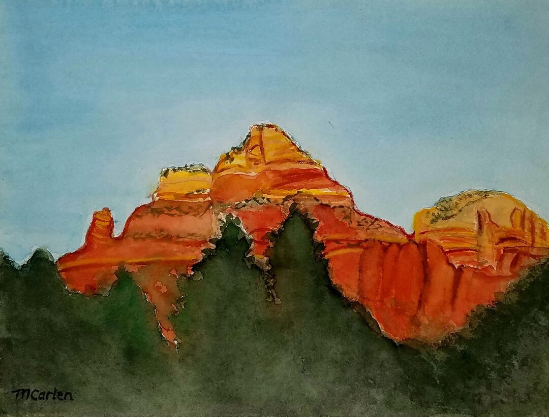 Sedona Painting Red Rock Painting Red Rock Watercolor - Etsy