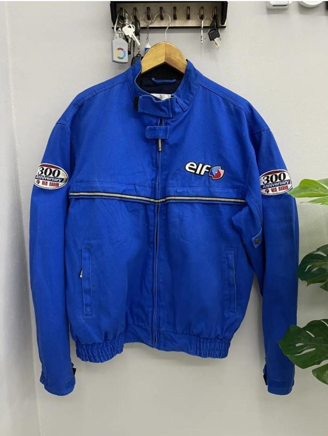 Vintage Elf Racing Bomber Jacket | Blue Workwear Biker Style (3L) - Etsy