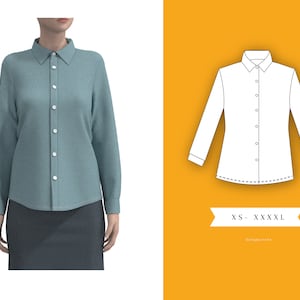 Female Button up Shirt for Woman - PDF Sewing Pattern - XS - XXXLL - Etsy
