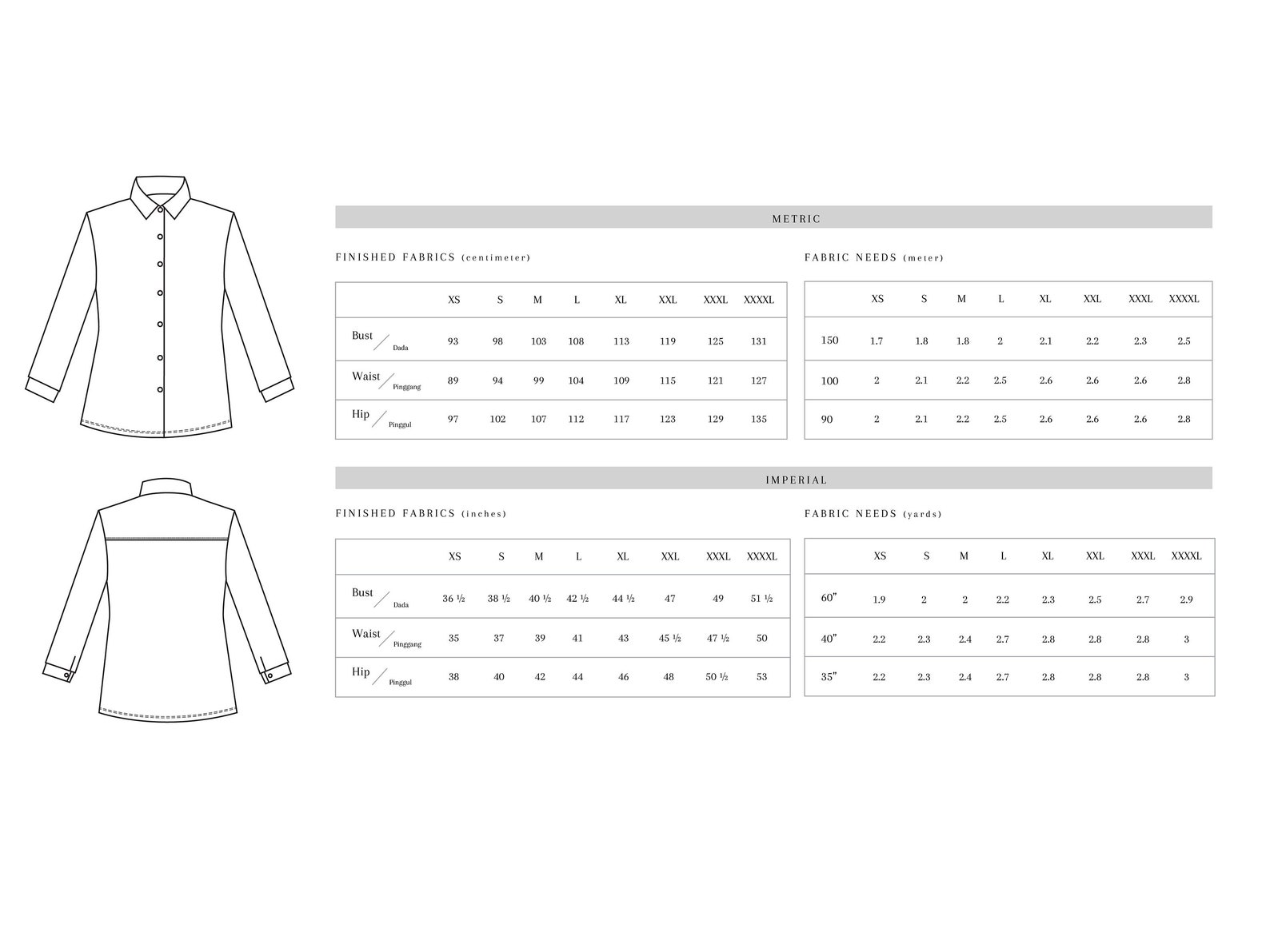 Female Button up Shirt for Woman - PDF Sewing Pattern - XS - XXXLL - Etsy