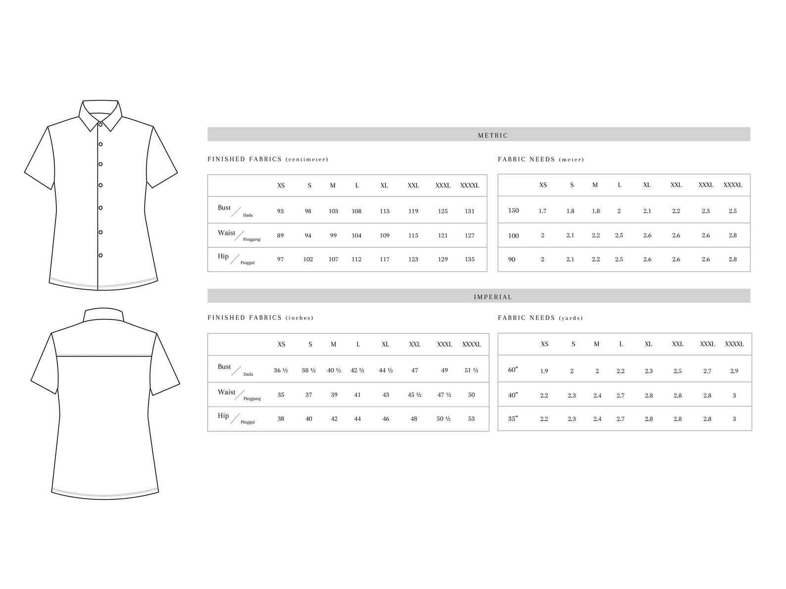 Female Button up Shirt Short Sleeve PDF Sewing Pattern XS | Etsy