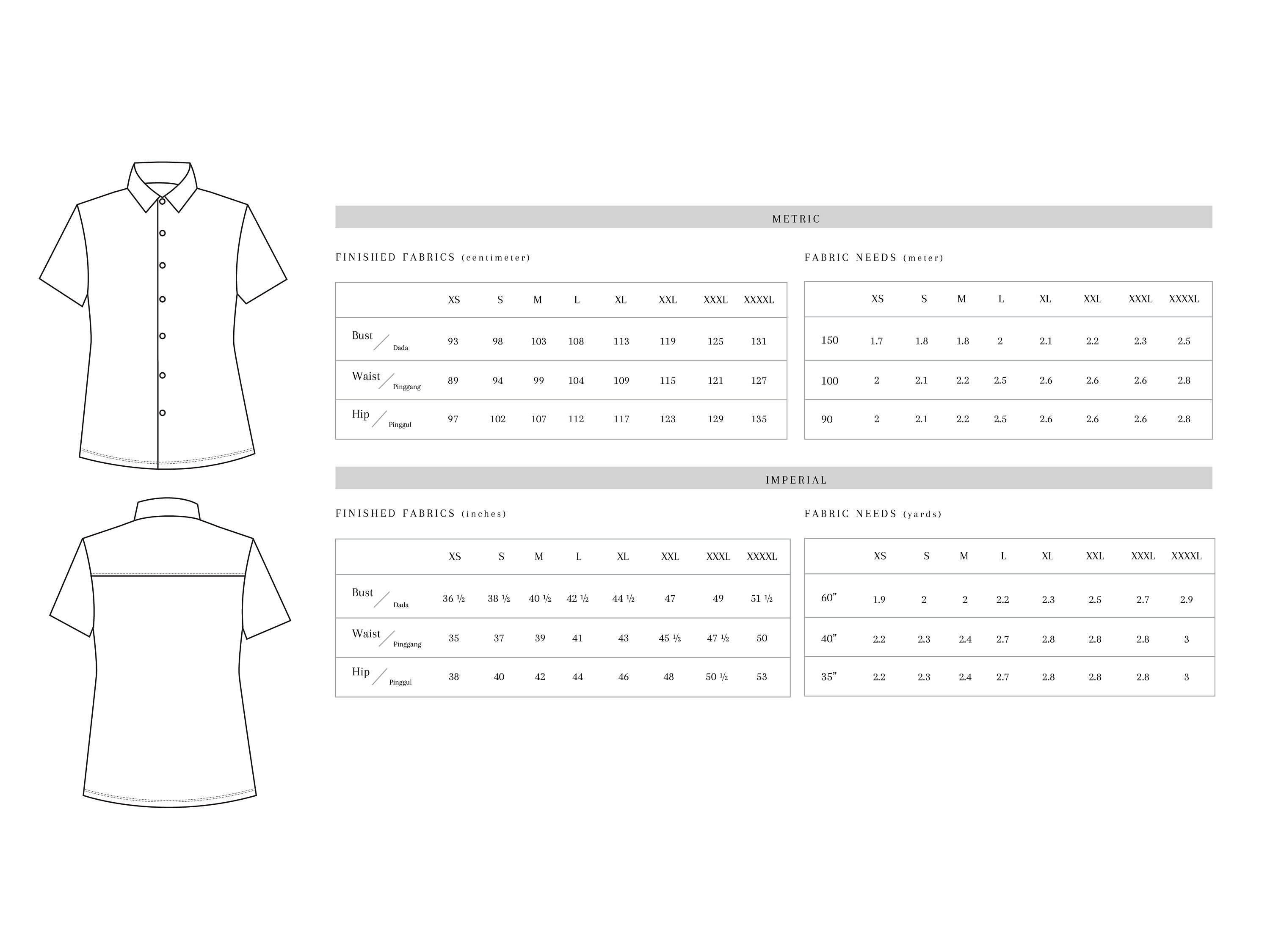 Female Button up Shirt Short Sleeve PDF Sewing Pattern XS - Etsy