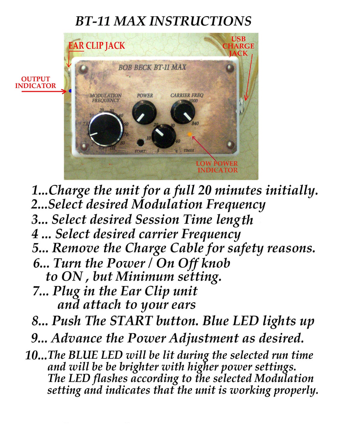 Bob Beck BT-11 MAX Bio Tuner W/ Low Power Led/timer/adj - Etsy