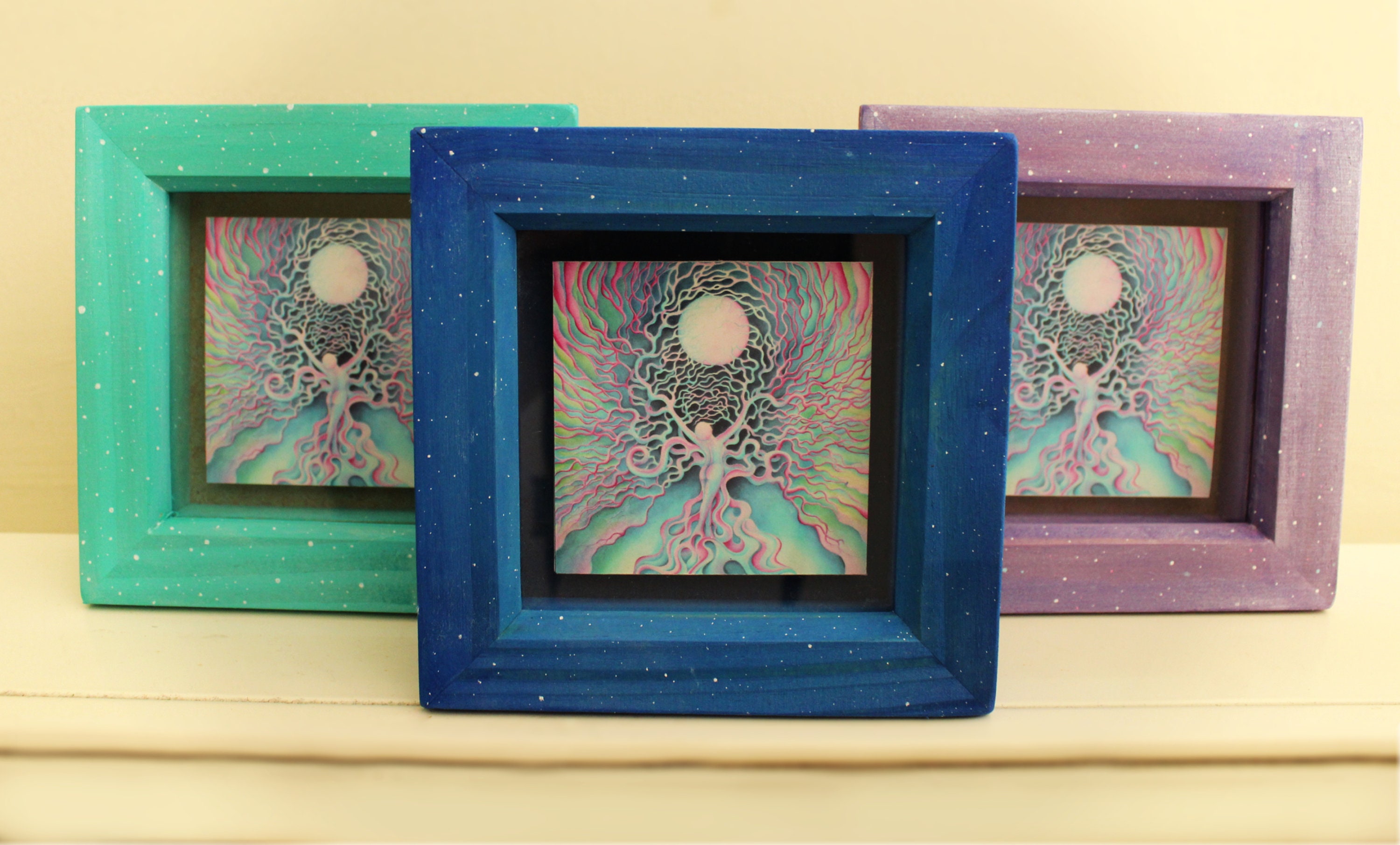 Framed Fantasy Art Print Shadow Box Mounted in Hand Painted Frame ...