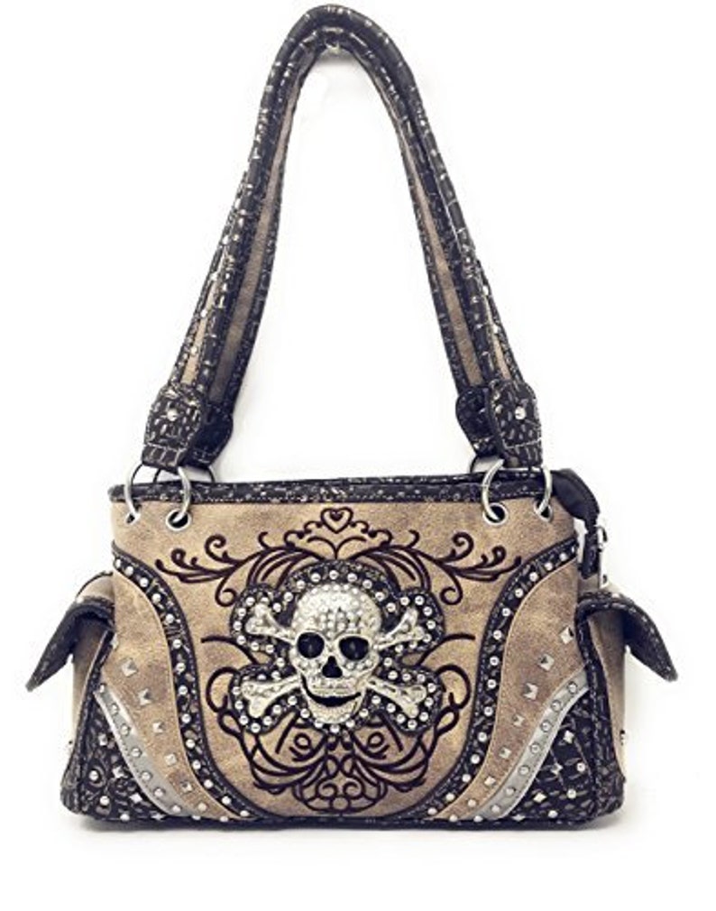 Zzfab Embroidered Concealed Carry Rhinestone Studded Skull Purse in 6 ...