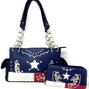 American Flag, Texas Map Buckle/zipper Handbag Purse With Matching ...