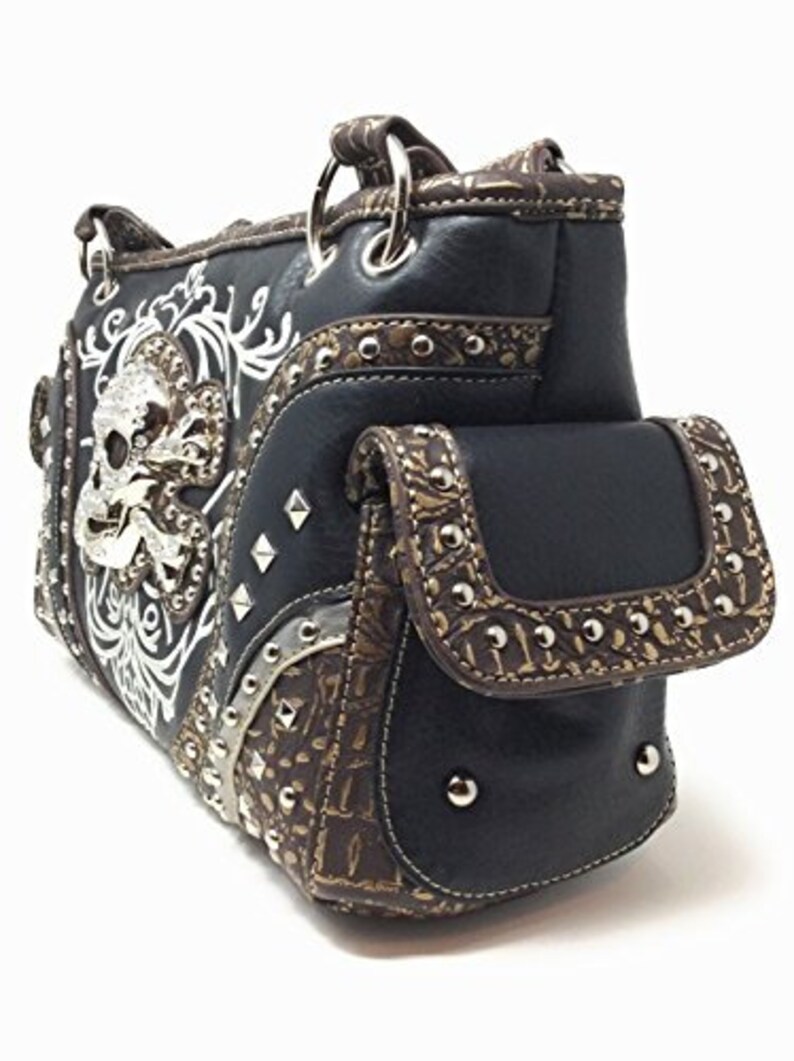 Zzfab Embroidered Concealed Carry Rhinestone Studded Skull Purse in 6 ...