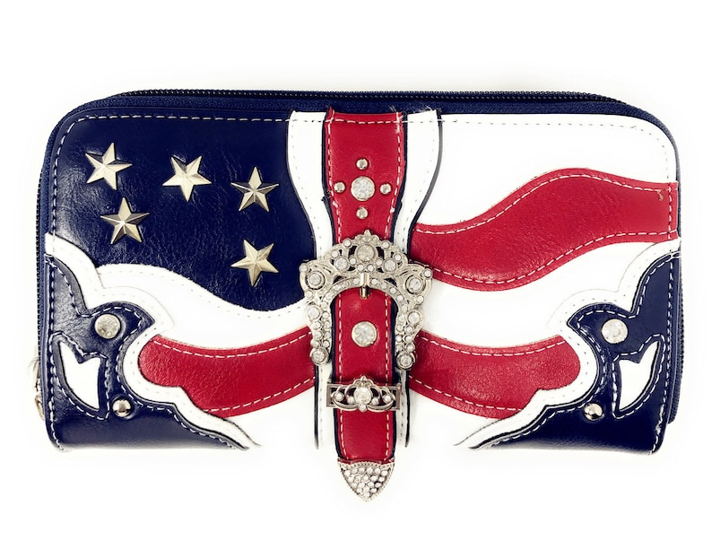 American Flag Texas Map Buckle/zipper Handbag Purse With - Etsy