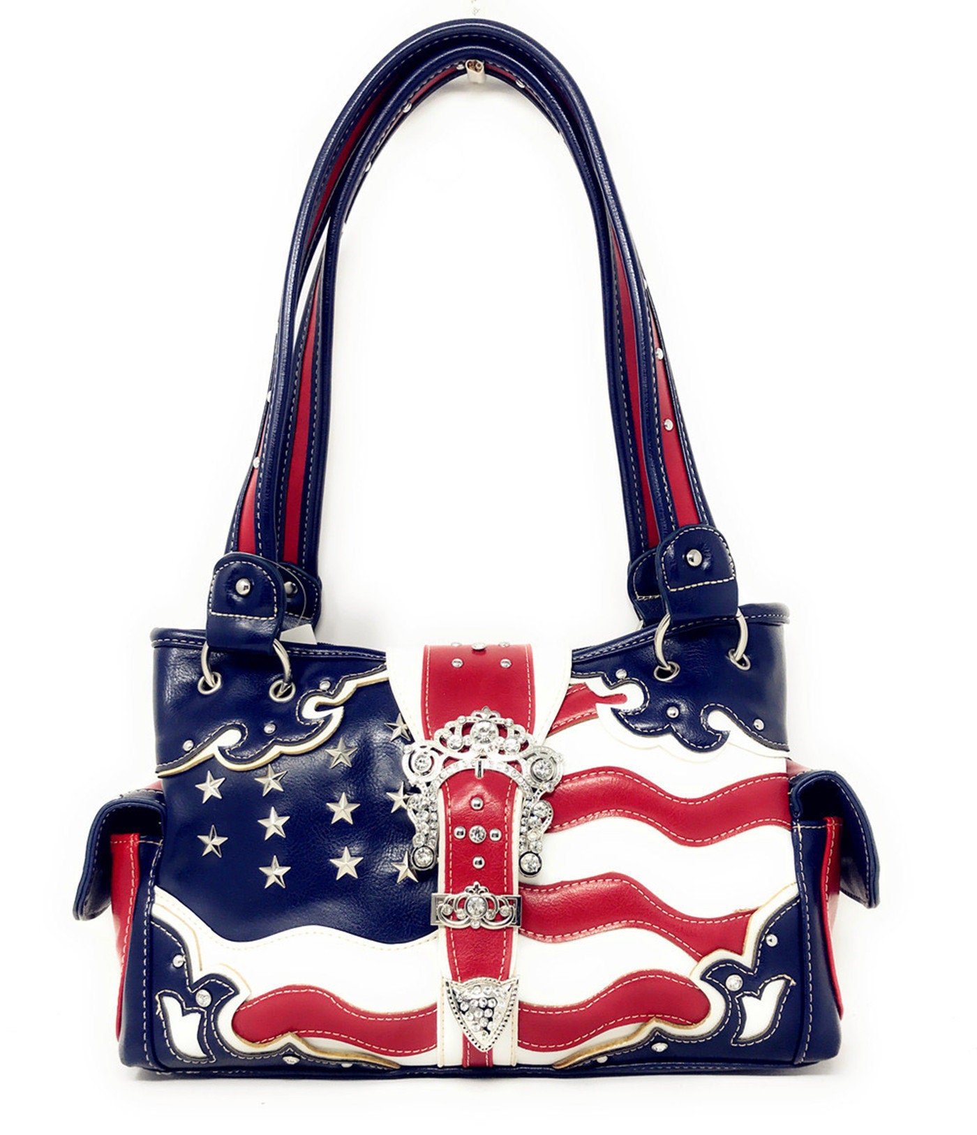 American Flag Texas Map Buckle/zipper Handbag Purse With - Etsy