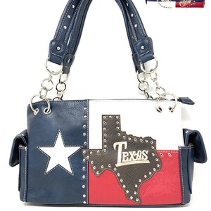 American Flag, Texas Map Buckle/zipper Handbag Purse With Matching ...