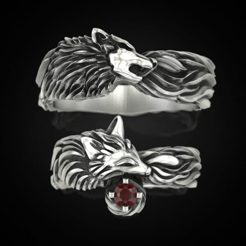 Wolf Wedding Band - Etsy