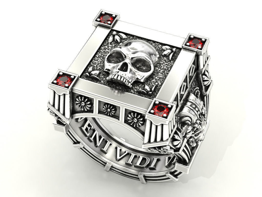Mens Gothic Vampire Skull Ring Biker Mens Unique Gothic Punk Ring Gift ...